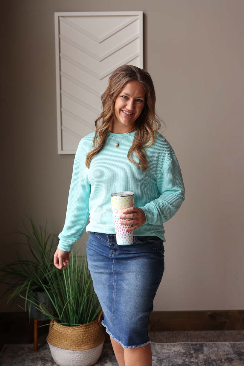 Ocean Blue Corded Top, S-2XL PLUS – Shop Iowa