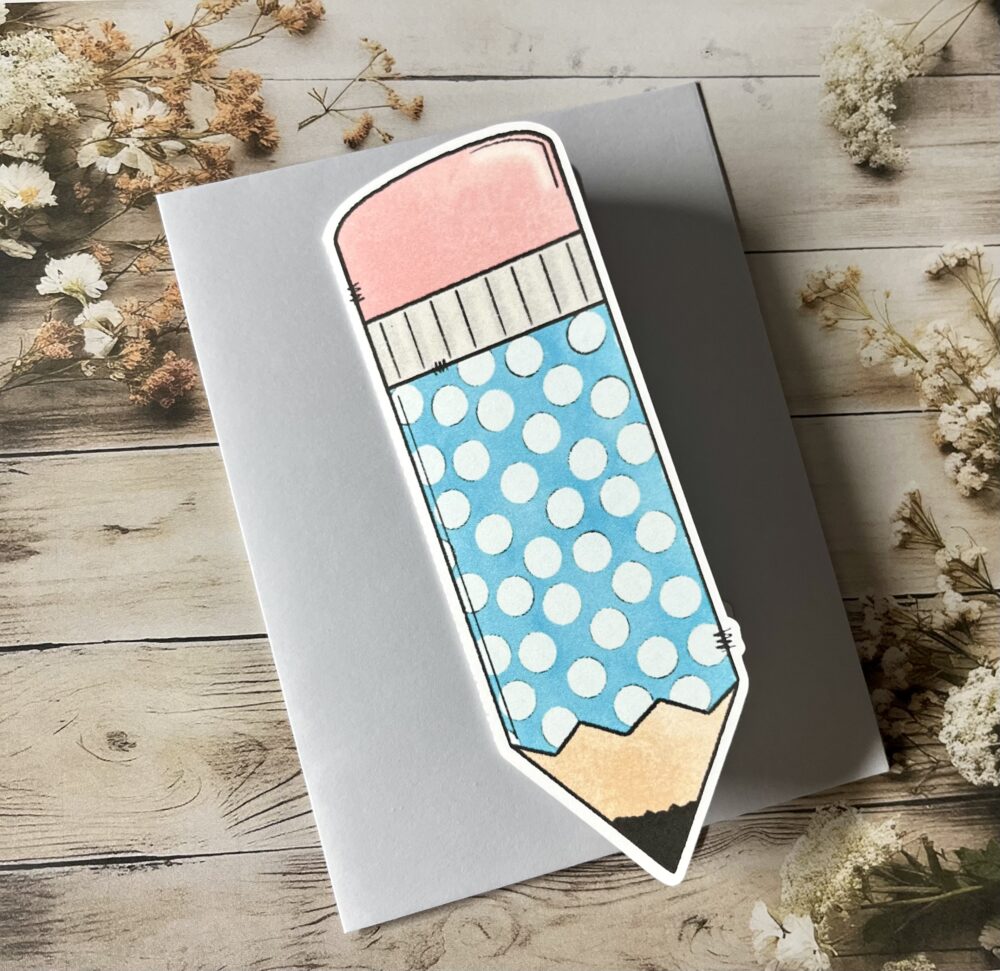 Blue polka dot pencil shaped card – Shop Iowa