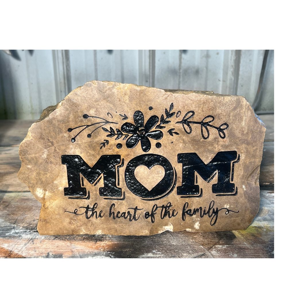 Mom The Heart Of The Family Engraved Stone – Shop Iowa