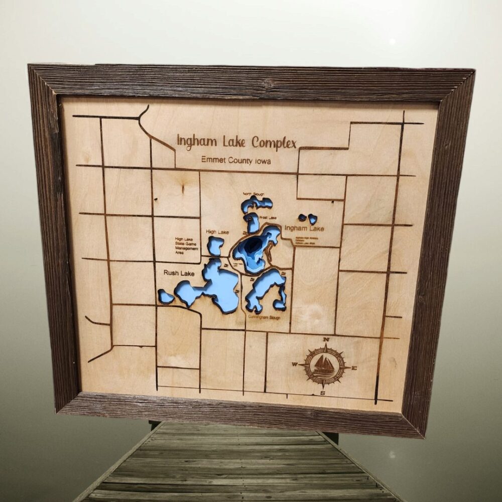 Ingham Lake Bathymetric Map of the Ingham Lake Complex – Laser-Cut ...