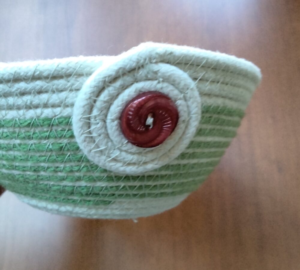 Small Oval Rope Bowl/Basket Neutral and Olive Green. Nature scene with ...