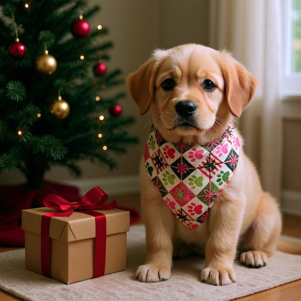 🎄 Christmas Paw Print Pet Bandana – Holiday Dog & Cat Accessory – Shop Iowa